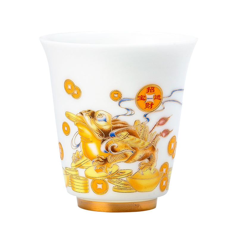 Mythical Toad Mutton Fat Jade Porcelain Tea Cup