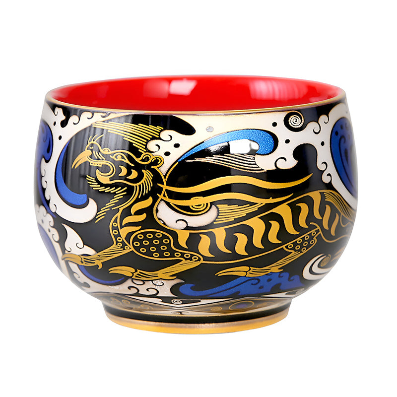 White Tiger Totem Mutton Fat Jade Tea Cup